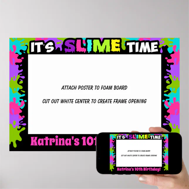 Slime photo booth frame poster photo prop | Zazzle