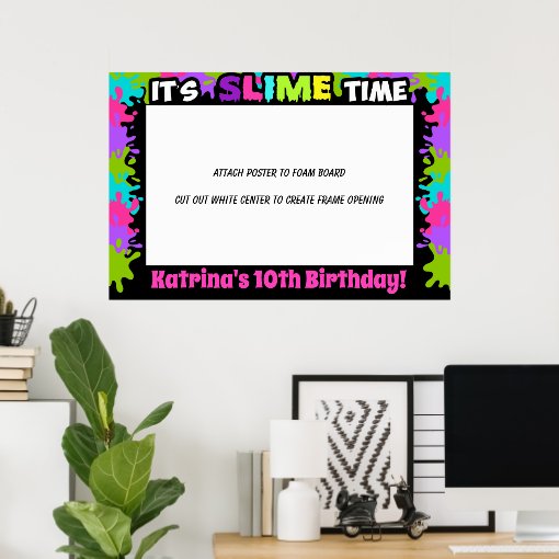 Slime photo booth frame poster photo prop | Zazzle