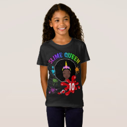 Slime Queen Afro American Birthday Girl Custom T-Shirt | Zazzle