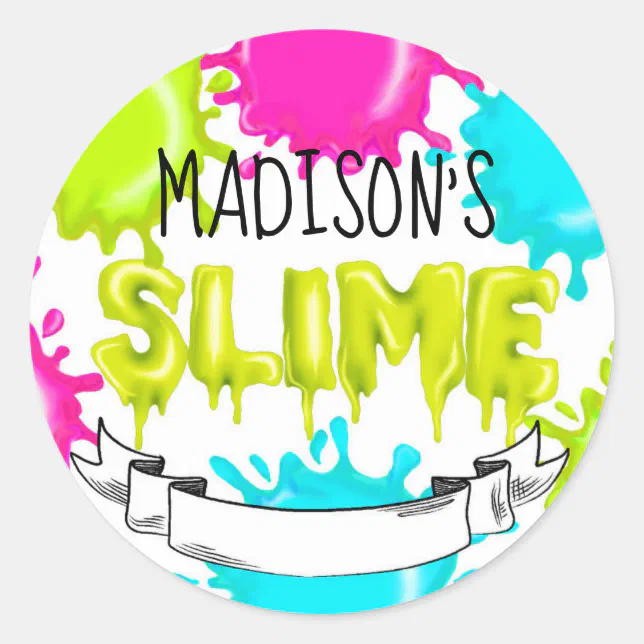 Slime Stickers, Slime Labels, Slime favors Classic Round Sticker | Zazzle