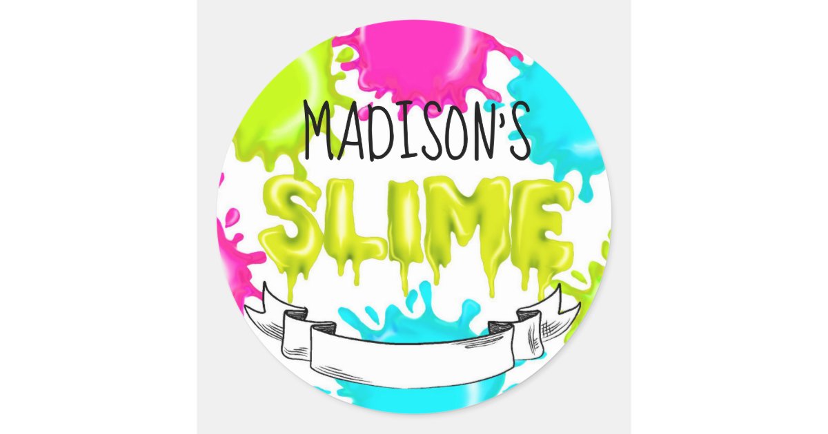 Slime Stickers, Slime Labels, Slime favors Classic Round Sticker | Zazzle