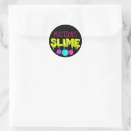 Slime Stickers, Slime Labels, Slime party favors Classic Round Sticker ...