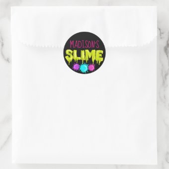 Slime Stickers, Slime Labels, Slime party favors Classic Round Sticker ...