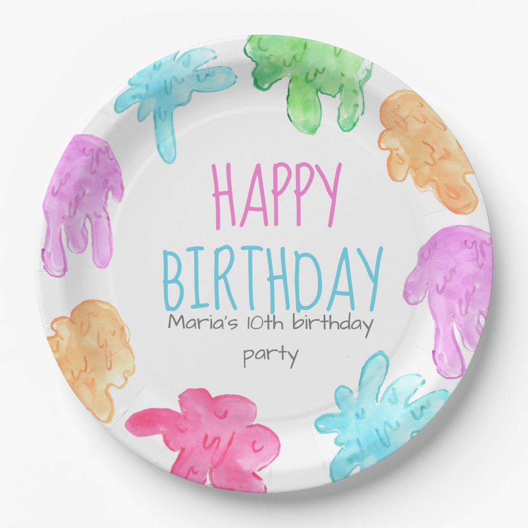 Slime theme kid birthday party plate | Zazzle