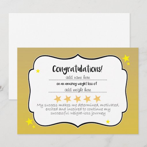 Slimming Group Club Gold Star Award Certificate Card | Zazzle