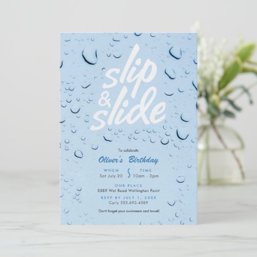 Slip and Slide Pool Birthday Party Invitation | Zazzle