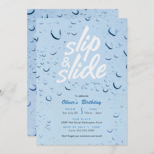 Slip and Slide Pool Birthday Party Invitation | Zazzle