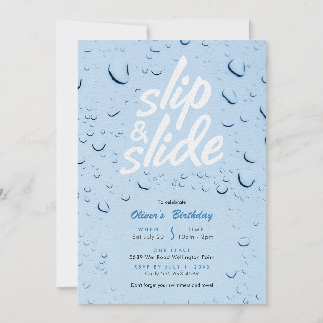 Slip and Slide Pool Birthday Party Invitation | Zazzle