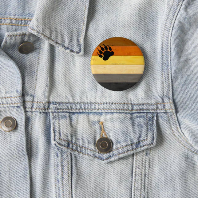 SlipperyJoe's Bear Pride flag wooden floor texture Button | Zazzle
