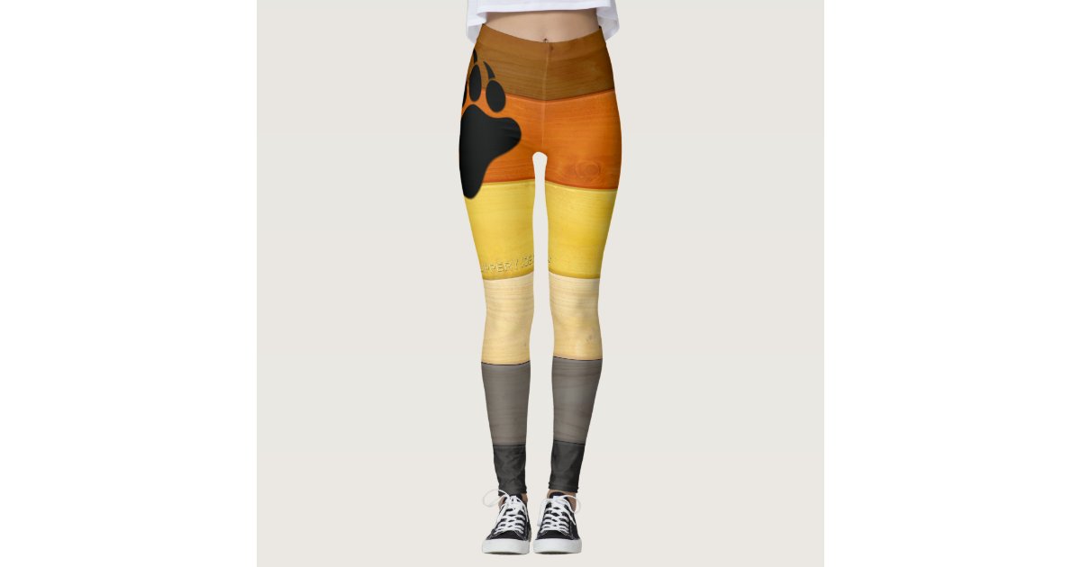 SlipperyJoe's Bear Pride flag wooden floor texture Leggings | Zazzle