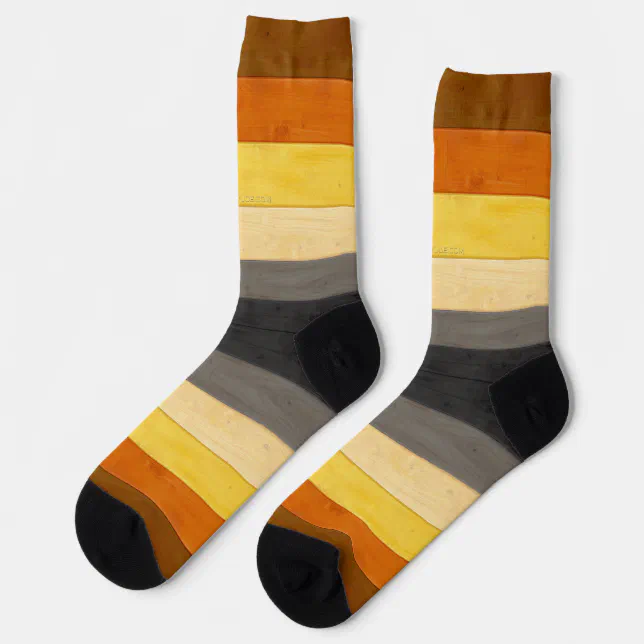 SlipperyJoe's Bear Pride flag wooden floor texture Socks | Zazzle