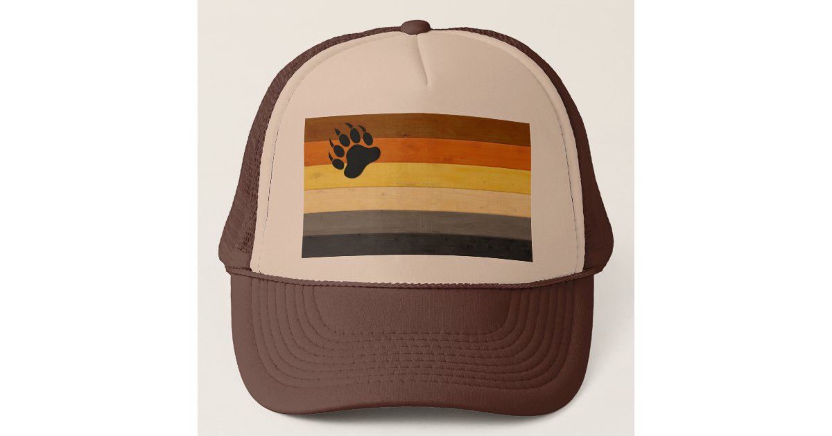 SlipperyJoe's Bear Pride flag wooden floor texture Trucker Hat | Zazzle