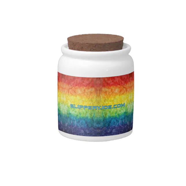 SlipperyJoe's gay pride flag rainbow colors tie-dy Candy Jar | Zazzle