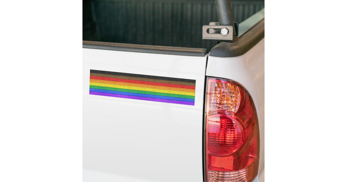 SlipperyJoe's Inclusive gay pride flag textured ru Bumper Sticker | Zazzle