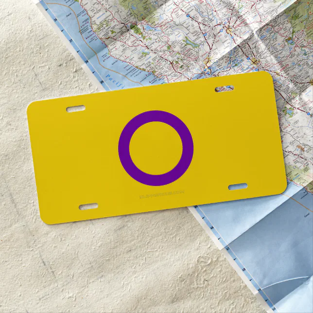 SlipperyJoe's Intersex pride flag yellow backgroun License Plate | Zazzle