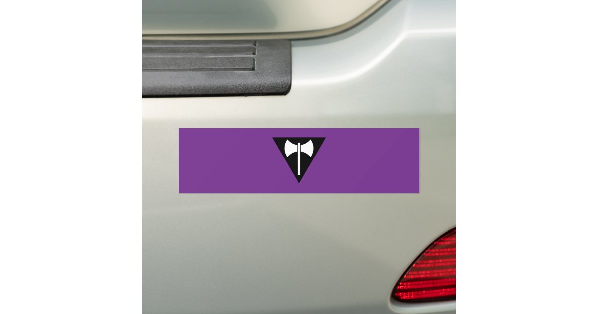 SlipperyJoe's Lesbian Pride flag labrys symbol tri Bumper Sticker | Zazzle