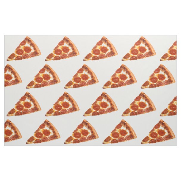 Pepperoni Cheese Pizza Pattern Fabric | Zazzle