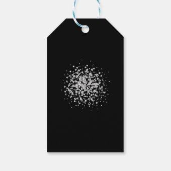Sliver Glitter on Black Gift Tags | Zazzle