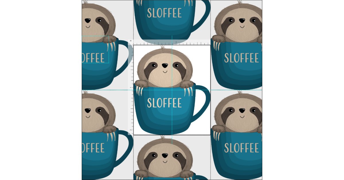 Sloffee Sloth in Coffee Mug Fabric | Zazzle