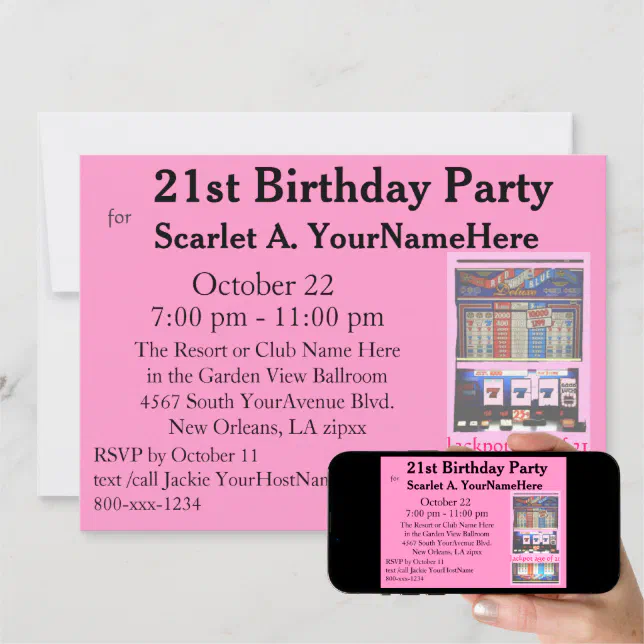 Slot Machine 21st Birthday Party Invitation | Zazzle