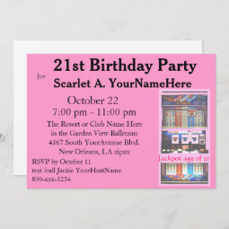 Slot Machine 21st Birthday Party Invitation | Zazzle