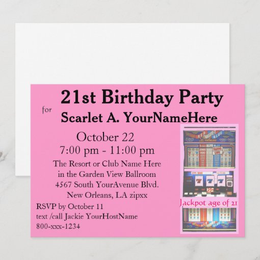 Slot Machine 21st Birthday Party Invitation | Zazzle