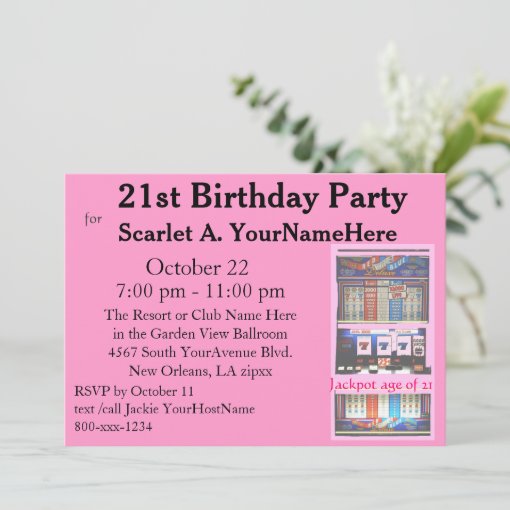 Slot Machine 21st Birthday Party Invitation | Zazzle