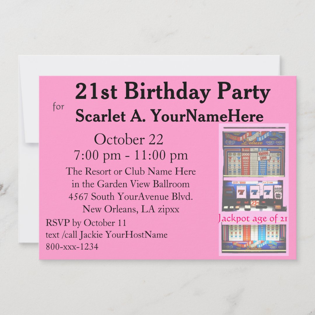 Slot Machine 21st Birthday Party Invitation | Zazzle