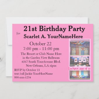 Slot Machine 21st Birthday Party Invitation | Zazzle