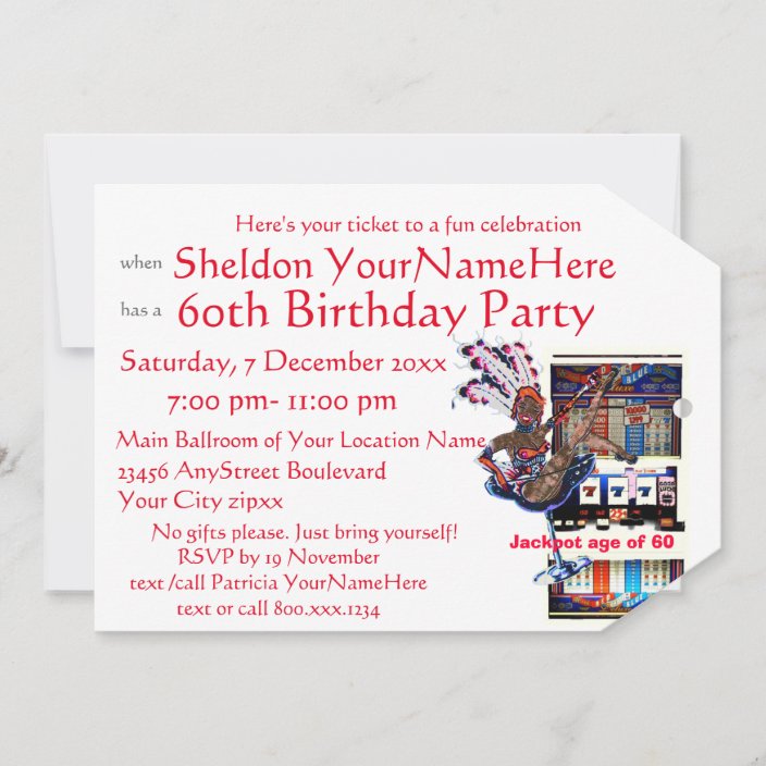 Slot Machine 60th Birthday Party Invitation | Zazzle.com