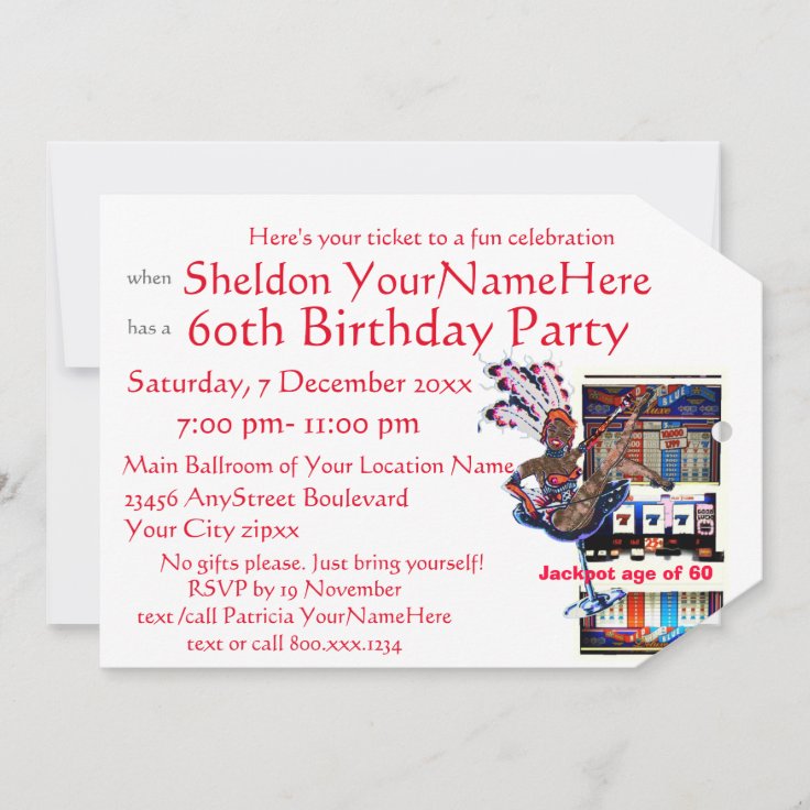 Slot Machine 60th Birthday Party Invitation | Zazzle