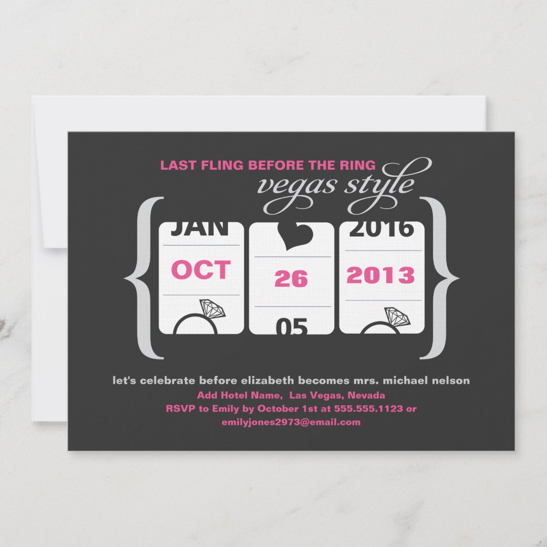 Slot Machine Bachelorette Party in Vegas Invitation | Zazzle