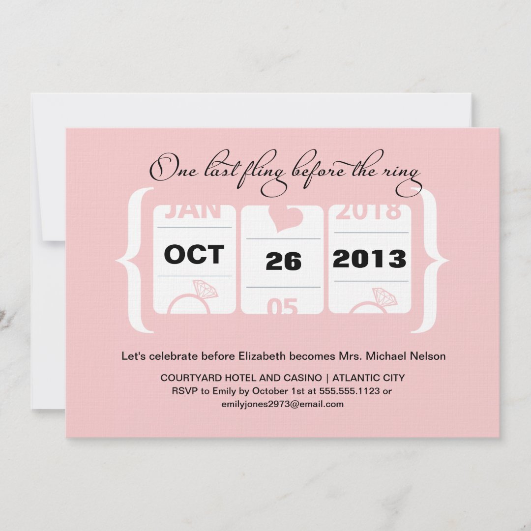 Slot Machine Bachelorette Party in Vegas Invitation | Zazzle