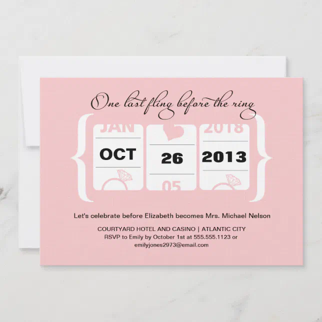 Slot Machine Bachelorette Party in Vegas Invitation | Zazzle