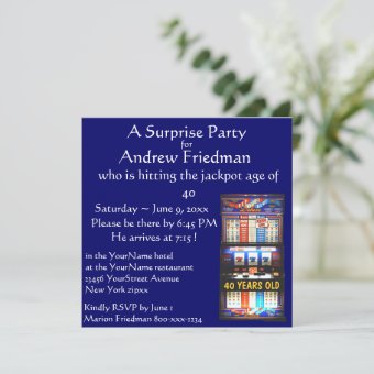 Slot Machine Birthday Party Winner Invitation | Zazzle