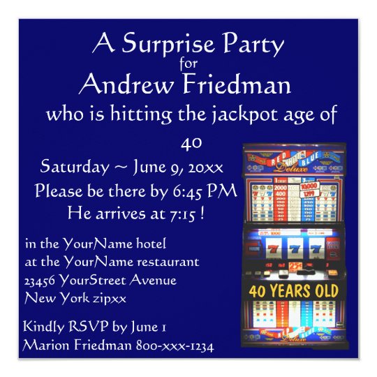 Slot Machine Birthday Party Winner Invitation | Zazzle.com