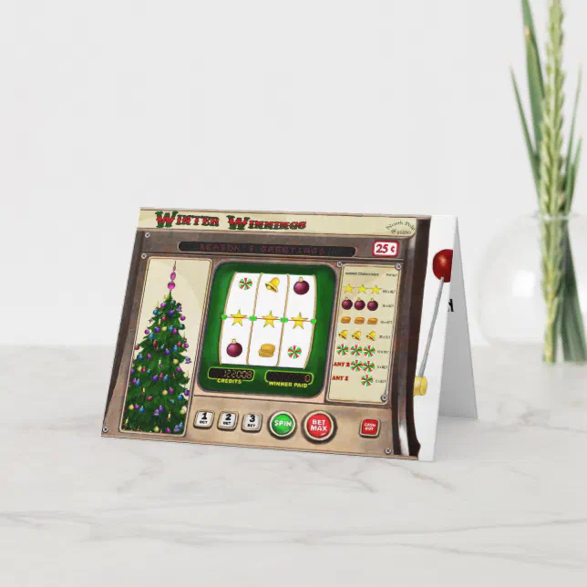 Slot Machine Christmas Card | Zazzle