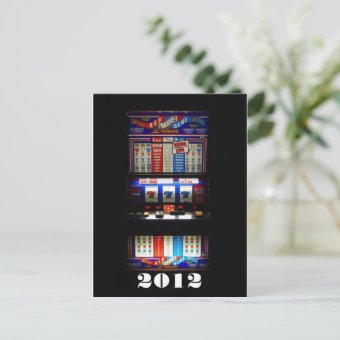 Slot Machine Happy New Year Greetings Holiday Postcard | Zazzle