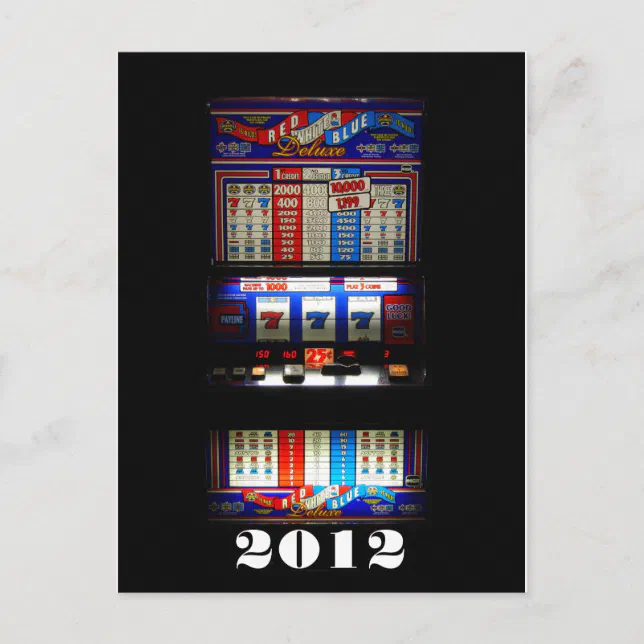 Slot Machine Happy New Year Greetings Holiday Postcard | Zazzle