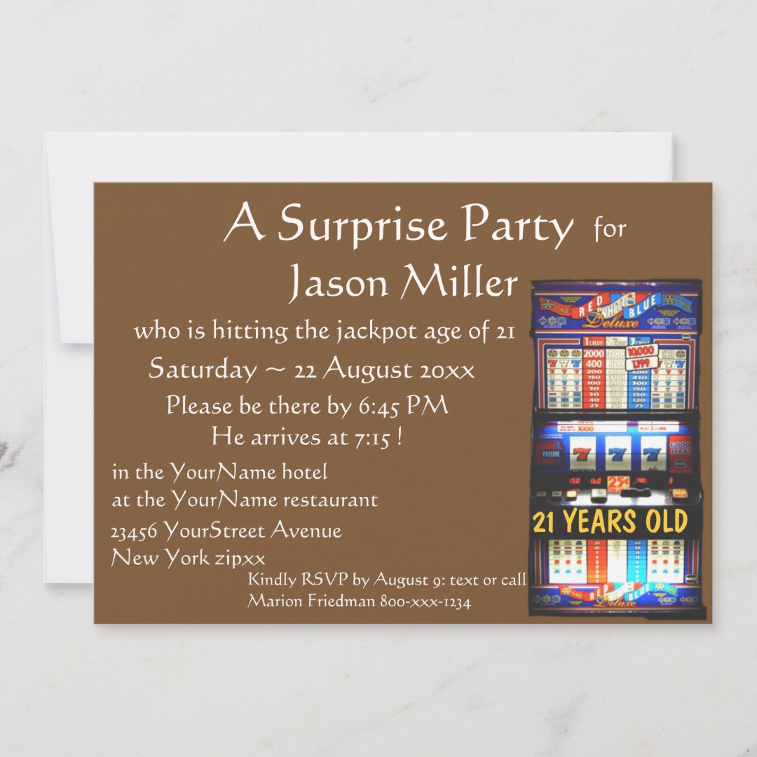 Slot Machine Jackpot 21st Birthday Invitation | Zazzle