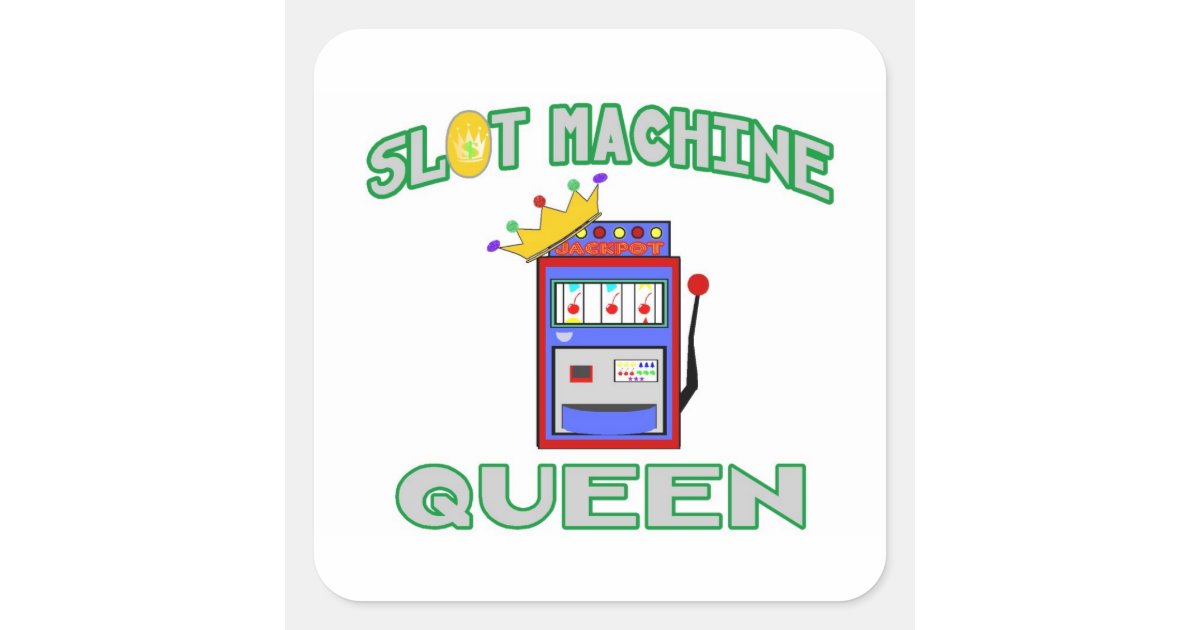Slot Machine Queen Square Sticker | Zazzle