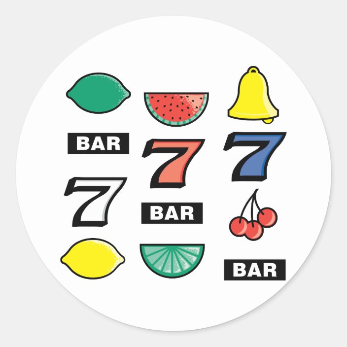 Slot Machine Slots Fruits Classic Round Sticker | Zazzle.com
