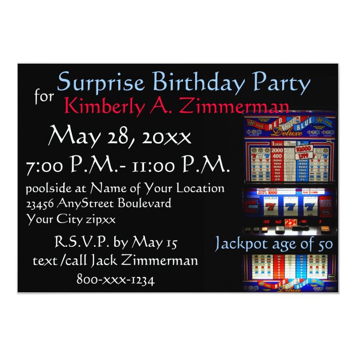 Slot Machine Surprise Birthday Party Invitation | Zazzle.com