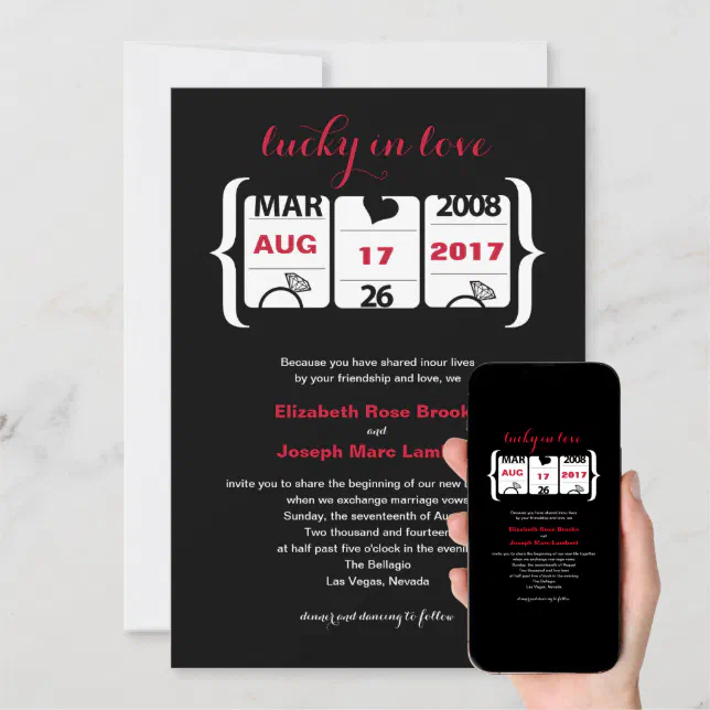 Slot Machine Wedding Invitation | Zazzle
