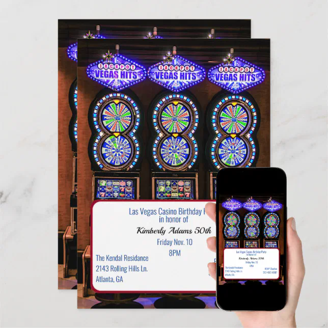 Slot Machines Casino Themed Birthday Party Invitation | Zazzle