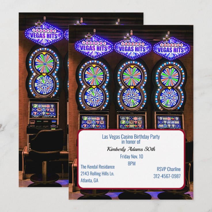 Slot Machines Casino Themed Birthday Party Invitation | Zazzle