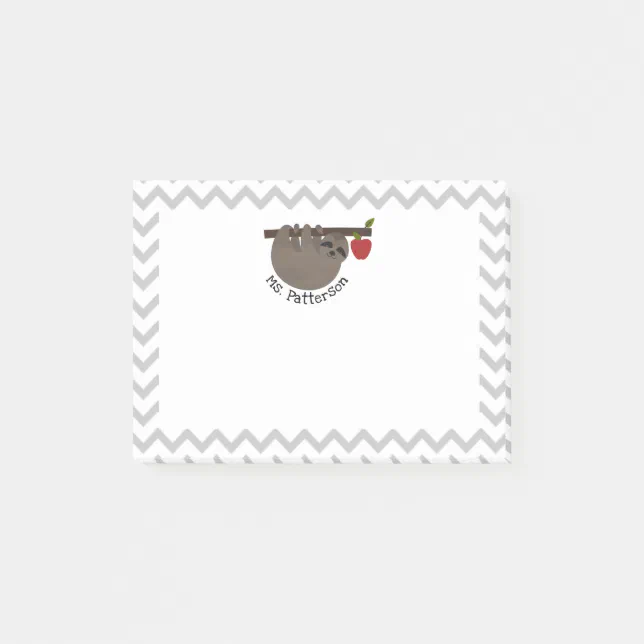 Sloth Apple Tree Chevron Teacher Post-it® Notes | Zazzle