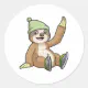 Sloth at Ice skating with Ice skates Classic Round Sticker | Zazzle