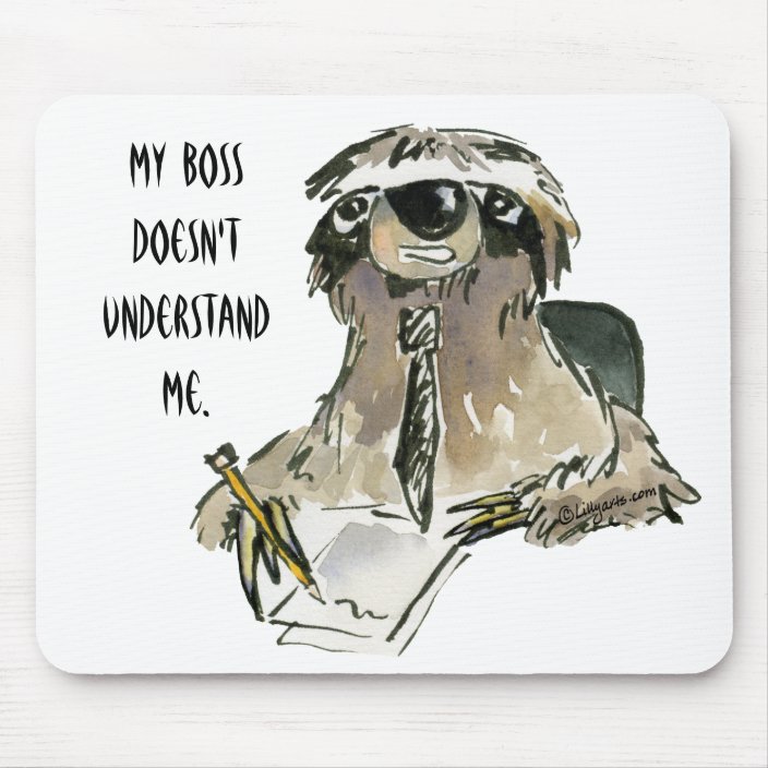 Sloth at Work Cartoon Mousepad | Zazzle.com