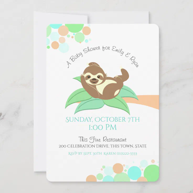 Sloth Baby Shower Invitation | Zazzle